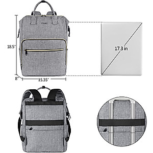 17 inch Laptop Backpack for Women, Extra Large 40L Travel Backpack With USB Charging Port Anti Theft Procket, Water Resistant Airline Approved Carry on Bag College Backpack Purse School Bookbag, Grey