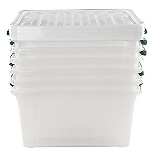 Xowine 6-Pack Clear Plastic Storage Boxes, 35 L Plastic Storage Bins with Lids