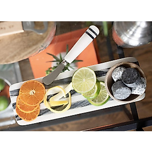 Mud Pie Striped Marble Board Sets (Long), board 16"" x 7"" | spreader 7"""