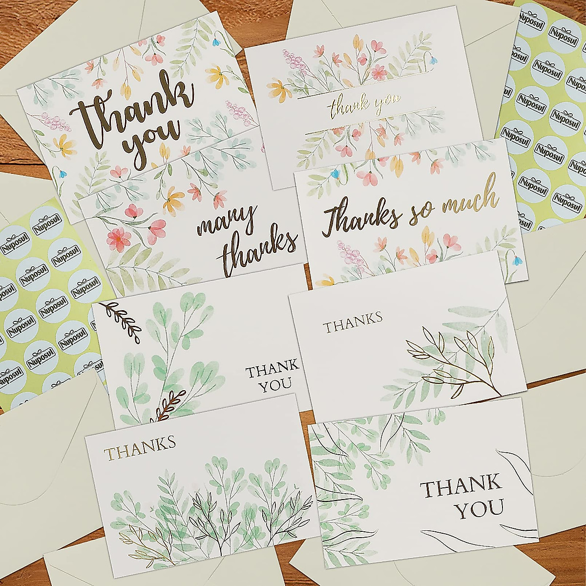 Nuposul Thank You Cards with Envelopes - 24 Blank Note Cards for All Occasion, Baby Showers,wedding, birthday party