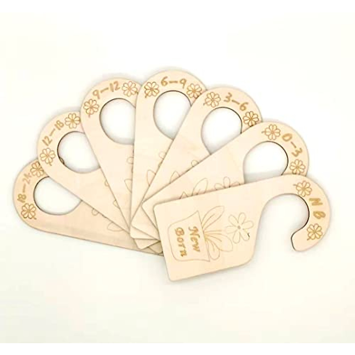 Ainior Baby Closet Dividers,Premium Wooden Baby Closet Size Divider Set of 7,from Newborn to 24 Month,Organize Nursery Closet Hangers by Size/Age