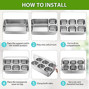 GCIUEMMH Chilled Veggie Tray with Lid - Stainless Steel Food Serving Tray Buffet Condiment Dispenser 6 Pan Countertop Food Serving Container with Clear Top Cover for Seafood Fruit Party Buffet Tray