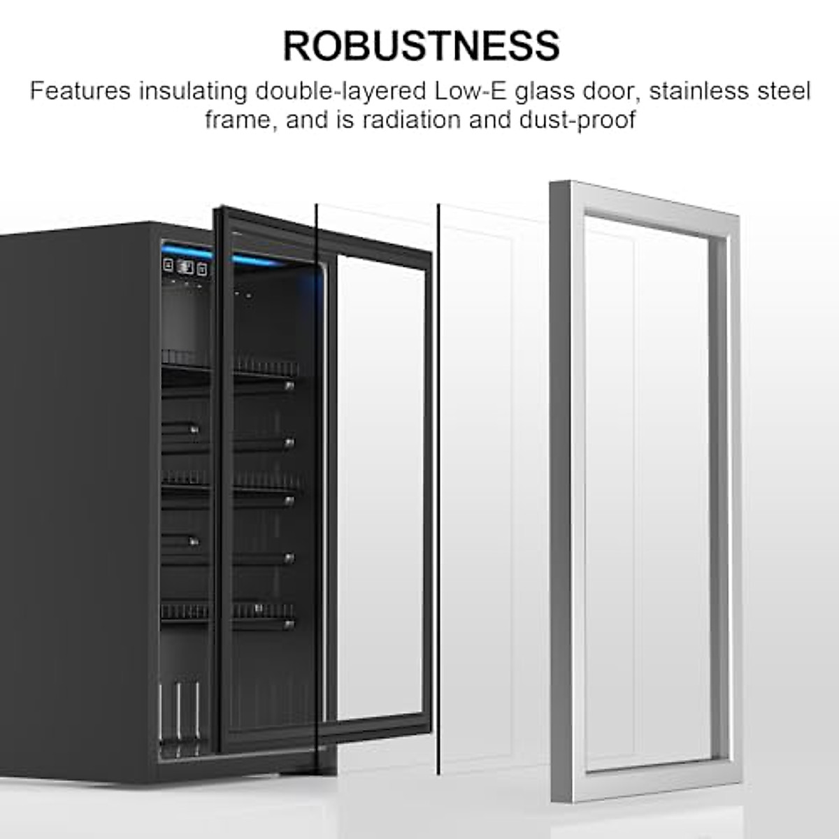 ICYPOLK Beverage Refrigerator Cooler -120 Can Stainless Steel Mini Fridge with Digital Temperature Display, Glass Door and Adjustable Shelves Perfect for Soda Beer Wine Drinks, 3.2 Cu.Ft