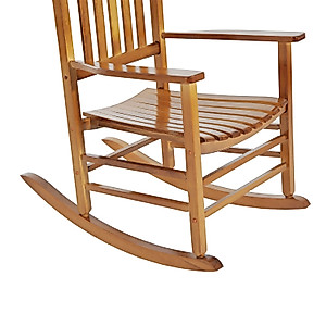 Outsunny Outdoor Rocking Chair, Patio Wooden Rocking Chair with Smooth Armrests, High Back for Garden, Balcony, Porch, Supports Up to 352 lbs, Natural
