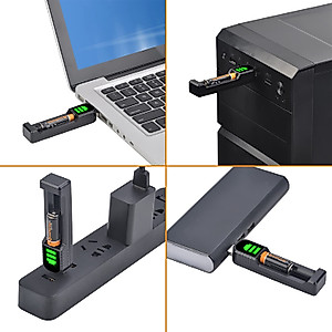 Pickle Power AAAA Batteries, 2 Pack 450mAh Battery with Smart LED USB Charger Compatible with Surface Pen,for Active Stylus Pen,for Dell Digital Stylus