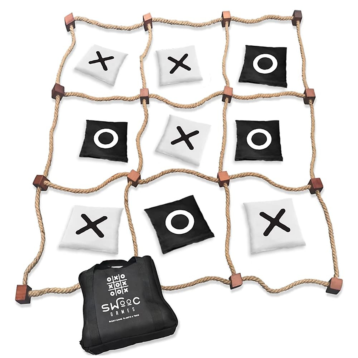 SWOOC Games - Giant Tic Tac Toe Outdoor Game | 3ft x 3ft | Instant Setup, No Assembly | Bean Bag Toss Outdoor Games for Kids 8-12 | Giant Yard Games for Adults | Giant Lawn Games | Backyard Games