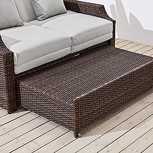 MARTHA STEWART Sunnyside Daybed, Dark Brown Wicker with Beige Olefin Cushions