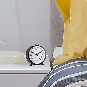 Equity 20091 5 Inch Silent Sweeping Quartz Metal Alarm Clock, Dark Gray