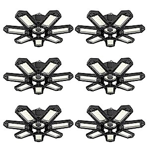 Led Garage Lights 6 Pack,120W 7+1 Deformable Ultra Bright Garage Light,Screw in E26/E27 Led Shop Light for Garage Warehouse Basement Workshop Ceiling