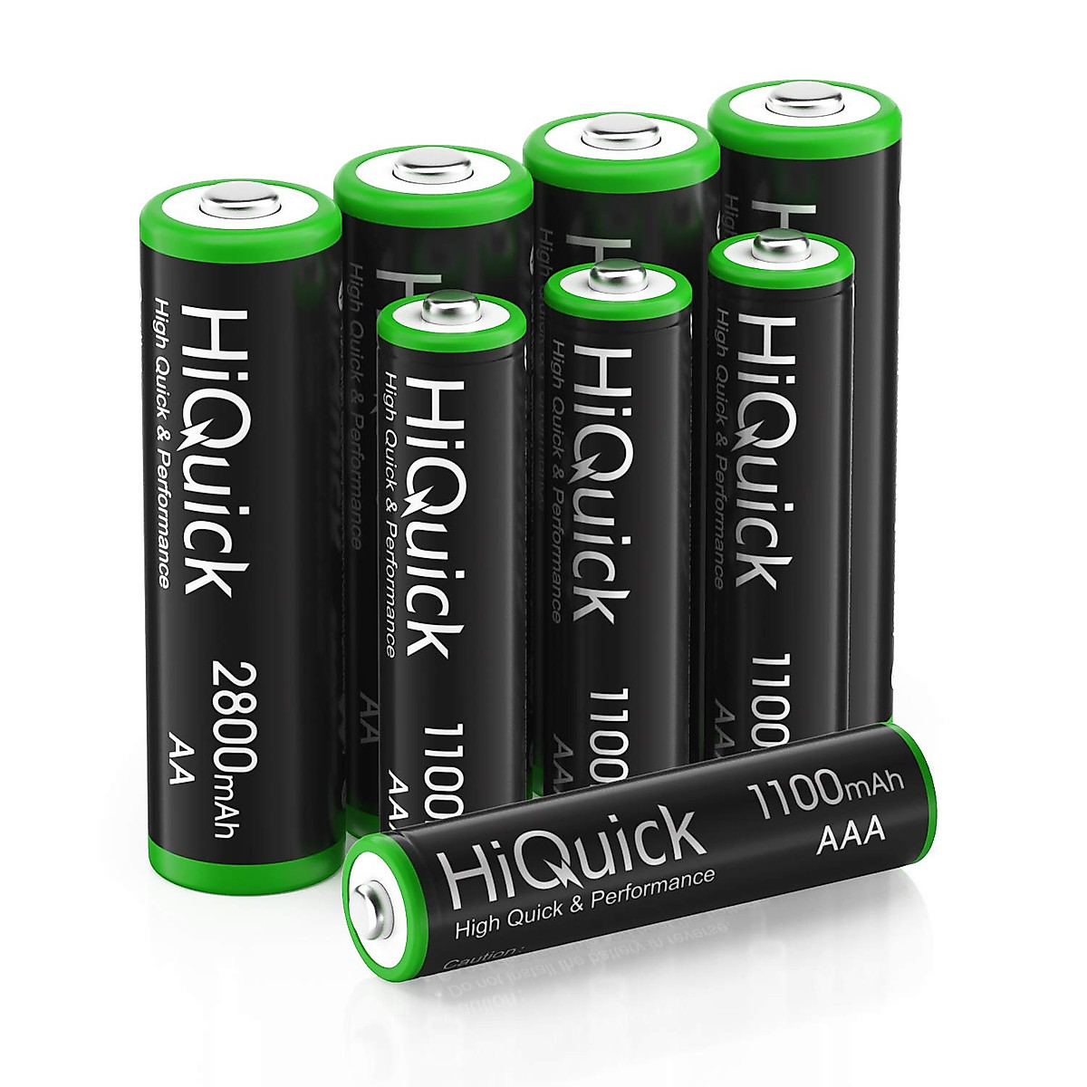 HiQuick AA AAA Rechargeable Batteries Combo - 2800mAh AA Rechargeable Batteries (4 Pack) and 1100mAh AAA Rechargeable Batteries (4 Pack), Performance 1.2V Ni-Mh Batteries