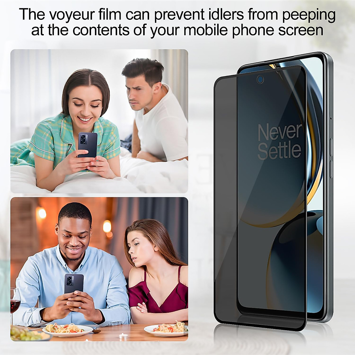 Lokyoo 2 Pack Privacy Screen Protector for Oneplus Nord N30 5G [Anti-Spy Tempered Glass], Ultra HD, Anti-Scratch, Bubble-Free, Easy Install 9H Protective Glass for Nord N30