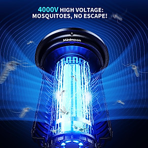 Minimoon Bug Zapper Outdoor 4000V Electric Mosquito Zapper Plug-in Fly Zapper with 18w Replaceable Bulb,5.9 FT Power Cord, Fly Traps Outdoor for Backyard Patio Balcony Garage