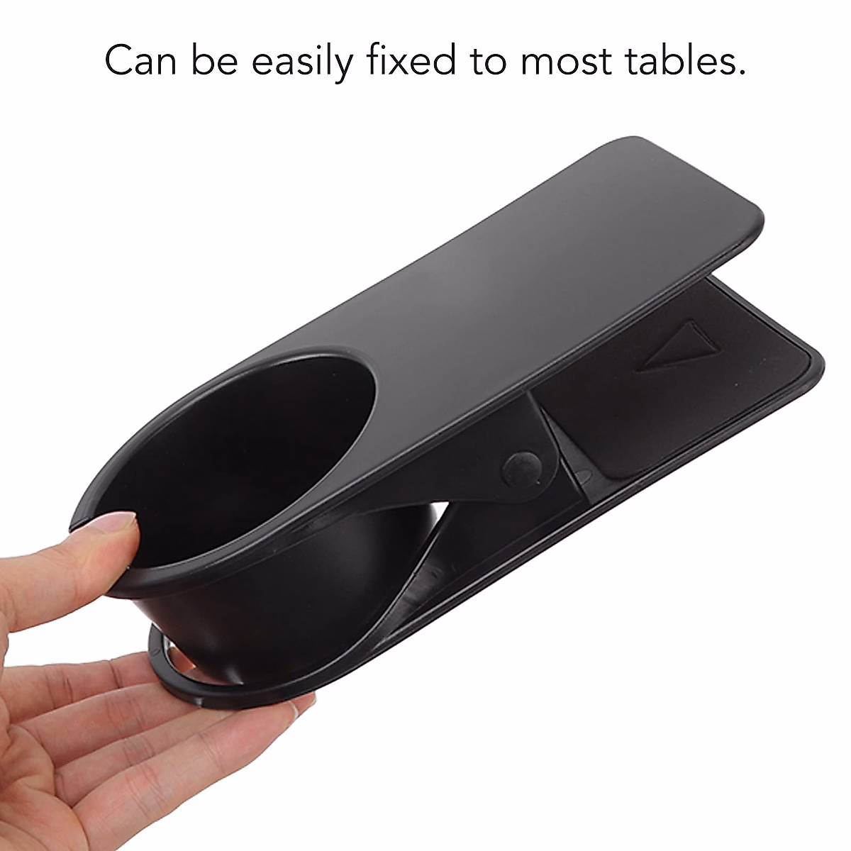 Drinking Cup Holder Clip Table Edge Clamp Cup Holder Place Water Glass Coffee Mug Beverage Cell Phone for Home Office (Black)