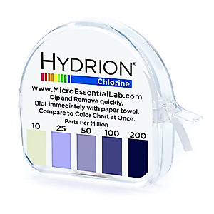 Micro Essential Lab CM-240 Hydrion Chlorine Dispenser 10-200 PPM Test Roll Plus Extra Roll 200 Tests