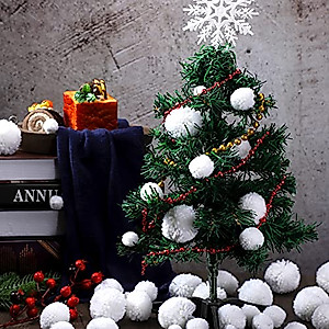 50 Pieces Valentines Pom Poms Craft Pompom Balls Pom Pom Balls Fake Snowballs Fuzzy Balls Pompom Puff Balls for Kids Art DIY Creative Valentine's Day Crafts Decorations (White, Multi Size)