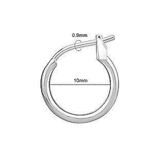 AoedeJ 925 Sterling Silver Hoop Earrings, High Polished Round Tiny Click-Top Hoop Earrings, Small Clasp Hoop Piercing Earrings (Inner Diameter-10mm 3/8'')