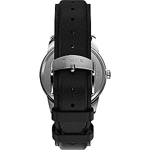 Timex Men's Easy Reader 38mm Watch – Silver-Tone Case Blue Dial with Black Leather Strap