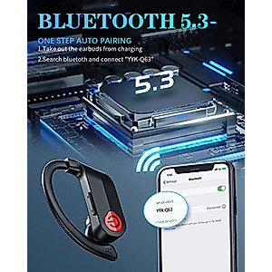 Bluetooth Headphones Wireless Earbuds Sports,120H Playtime Over-Ear Bluetooth 5.3 Ear Buds with Earhook Wireless Headphones LED Display Workout Audifonos Bluetooth inalambricos for Samsung Android