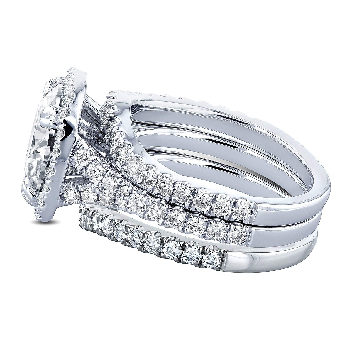 Kobelli Cushion Forever One Moissanite Halo Bridal Rings 4 CTW CTW Platinum (3 Piece Set) - 5.5