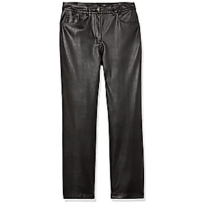 The Drop Women's Jack Vegan Leather Straight Leg, Black, 26