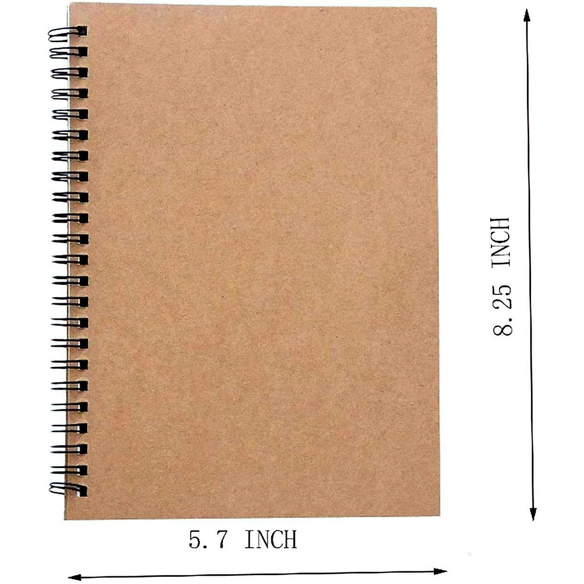 DENSET HBTDM Dot Grid Spiral Notebooks - 2 Pack | College Ruled | 100 Pages (50 Sheets) | Thick Kraft Paper Cover, Versatile Memo Diary Journals for School and Work ，8.4 inches x 5.7 inches