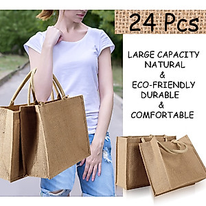 Reginary 24 Pack Burlap Jute Tote Bags Bulk Large Jute Tote Bags with Handles