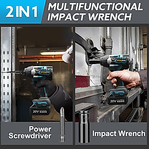 SPICIMOMO Cordless Impact Wrench 1/2 Inch for Car, 20V Brushless Power Impact Gun 600N.m(443Ft-lbs) with 2 Packs 4.0Ah Batteries, High Torque Electric Impact Driver for Mechanic, Mechanical Engineer