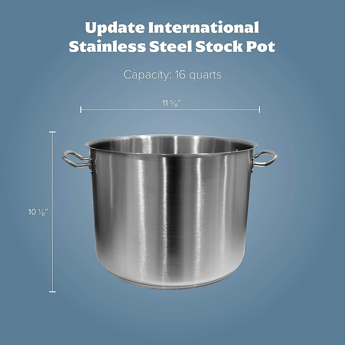 Update International 16 Qt Stainless Steel Stock Pot w/Cover, silver, SPS-16