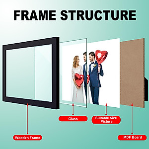 RPJC 11x14 inch Picture Frame Made of Solid Wood and High Definition Glass Display Pictures for Wall Mounting Photo Frame with Stand Black
