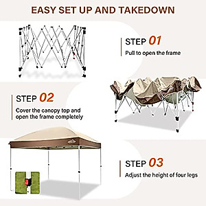 AIGOCANO Canopy Tent,Outdoor 10x10 Pop Up Canopy, Instant Tents for Parties with Roller Bag,4 Sandbags,Portable Easy Up Canopies (Brown)