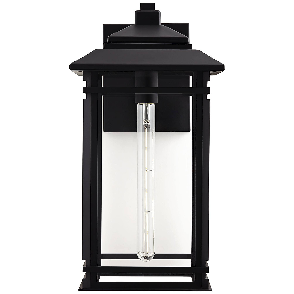 John Timberland North House Mission Traditional Outdoor Wall Light Fixture Matte Black Metal 19" Clear Glass Shade for Exterior House Porch Patio Outside Deck Garage Yard Front Door Garden Home