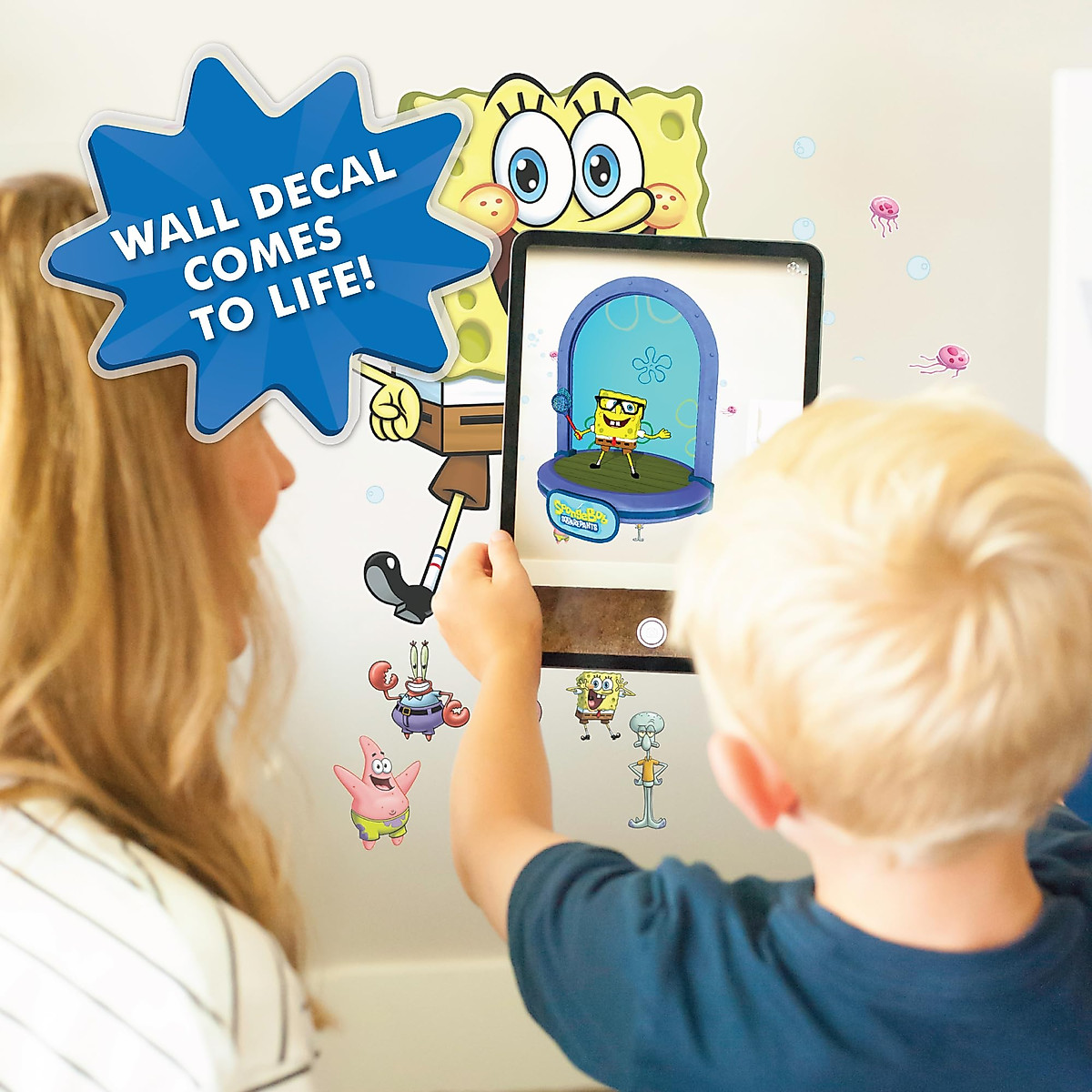 Wall Palz Spongebob Squarepants Wall Decal - 20" Spongebob Stickers with 3D Augmented Reality Interaction - Spongebob Bedroom Decor