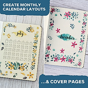 Transparent Monthly Planner Stickers - 12 Clear Sticker Sheets with Beautiful Watercolor Stickers & Undated Calendar Sticker Months - Planner, Scrapbooking and Journaling Supplies (Floral)