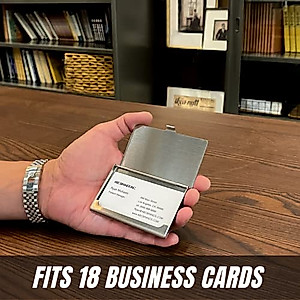 Sunplustrade Business Card Holder for Men and Women (Slim Minimalist Design Case, Stainless Steel Metal, Fits 18 Business Cards in Pocket)