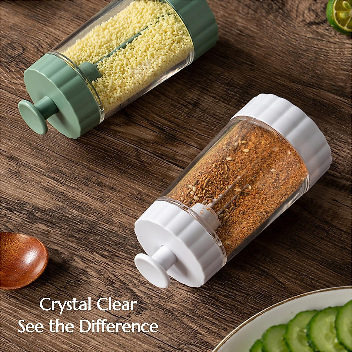KINTEGOOD Upgrade Salt and Pepper Shakers, Salt Shaker Spice Shaker Seasoning Shaker, Salt Container Salt Dispenser Salt Shakers for Kitchen, Salt and Pepper Shakers Set (1*Green)