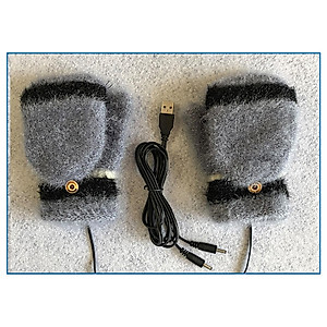 Shan-S Christmas Decor USB Heated Gloves for Boys and Girls , Mitten Winter Warm Gloves, Electric Heating Gloves,Half Hands Heated Fingerless Heating Warm Plush Hands Warmer Mittens (A)