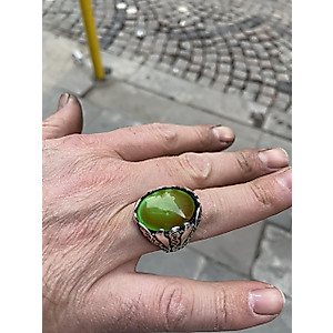 Handmade Ring, Silver Oval Sense Stone Ring, Color Changing Ring, Color by Temperature Mood Charm, 925k Sterling Silver Ring