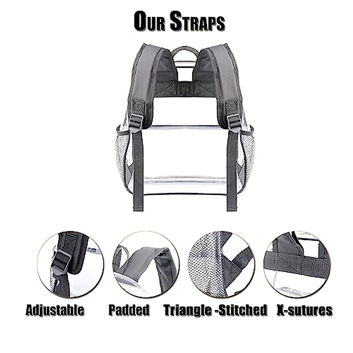 Crosstime Clear Backpack Stadium Approved 12x6x12 Clear Stadium Bag for Concert Sport Events Games Festival