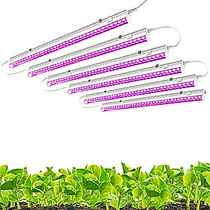 Monios-L [6-Pack] LED Grow Light Strips for Plants 2FT, 60W (6 x 10W) t5 High Output Integrated Fixture Extendable 24 Inches Grow Lights for Greenhouse, Plant Grow Shelf, Easy Installation