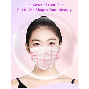Generic 50 Pack Pink Disposable Face Mask for Adults, Solid Pink Breathable 3-Ply Earloop Full Face Protection for Women & Teen Girls