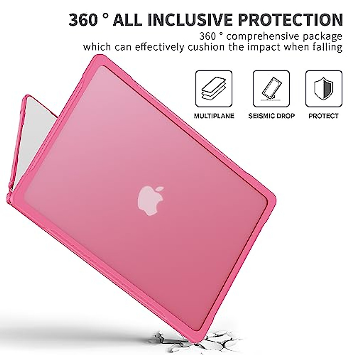 CAMPLALA Shockproof Case for M3 M2 MacBook Air 15 Inch Model A3114 A2941, Shockproof Hard Shell Case Stand & Keyboard Cover & Screen Protector & OTG Adapter & Webcam Cover, Rose