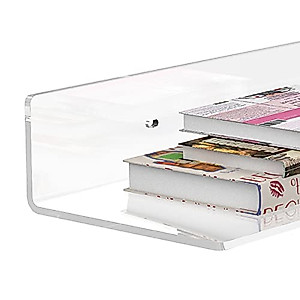 Sezanrpt 36 Inches Clear Long Floating Shelves for Wall, Acrylic Long Wall Shelf, Wall Mounted Shelves for Plants, Radio, Funko Pop, Books, Picture Frame, Clock, Cosmetics, Toiletries, 2 Pack