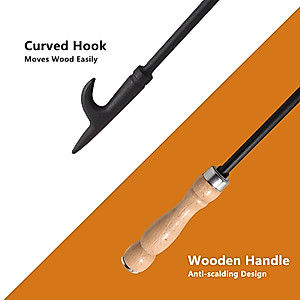 Heavy Duty 32” Long Fireplace Fire Pit Campfire Poker Stick and 26” Fireplace Tongs Tool Sets, Log Grabber, Rust Resistant Black Finish Camping Fireplace Tools for Indoor/Outdoor