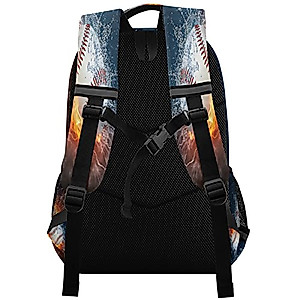 Kcldeci Baseball Ball in Fire and Water Preschool Backpack Kindergarten Little Kid Toddler School Backpacks Bookbag for Boys and Girls with Chest Strap