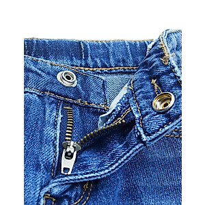 KIDSCOOL SPACE Baby Girl Boy Jeans,Little Kid Elastic Band Inside Ripped Denim Pants,Blue,12-18 Months