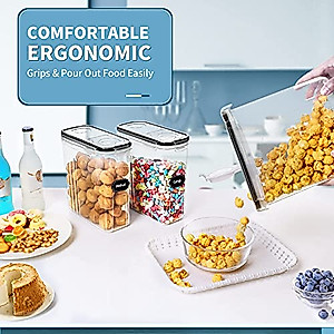 Cereal Containers Storage, Airtight Food Storage Container with Lid of 4 [2.5L/85.4oz] for Kitchen & Pantry Organization, BPA-Free Clear Plastic Canister Great for Snacks, Sugar, 20 Lables & Marker