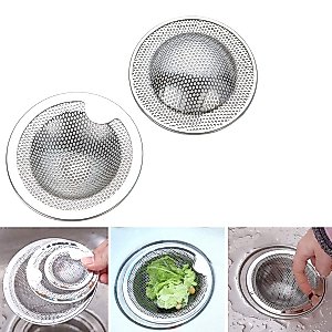 Fayonnir Stainless Steel Drain Strainer, 2 Pieces Drain Strainer Perfect for Kitchen Sink, Strainer Shower, Bathtub, Available in Three Sizes (Large)