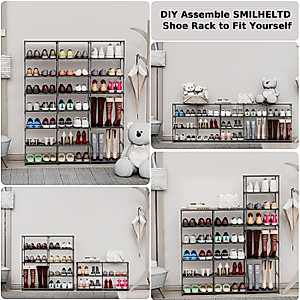 SMILHELTD Shoe Rack 3 Row 8 Tier 40-60 Pairs Shoes Boots with Plastic Plate Home Storage Organizer Shelf Entryway Hallway Closet Garage Front Doorway Shoes Tower