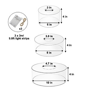 Cutora 3PCS Acrylic Cake Stand Fillable Clear Cake Riser Box Cylinder Round Display Case for Wedding Birthday Party 3 Tiers 8" 10" 12"
