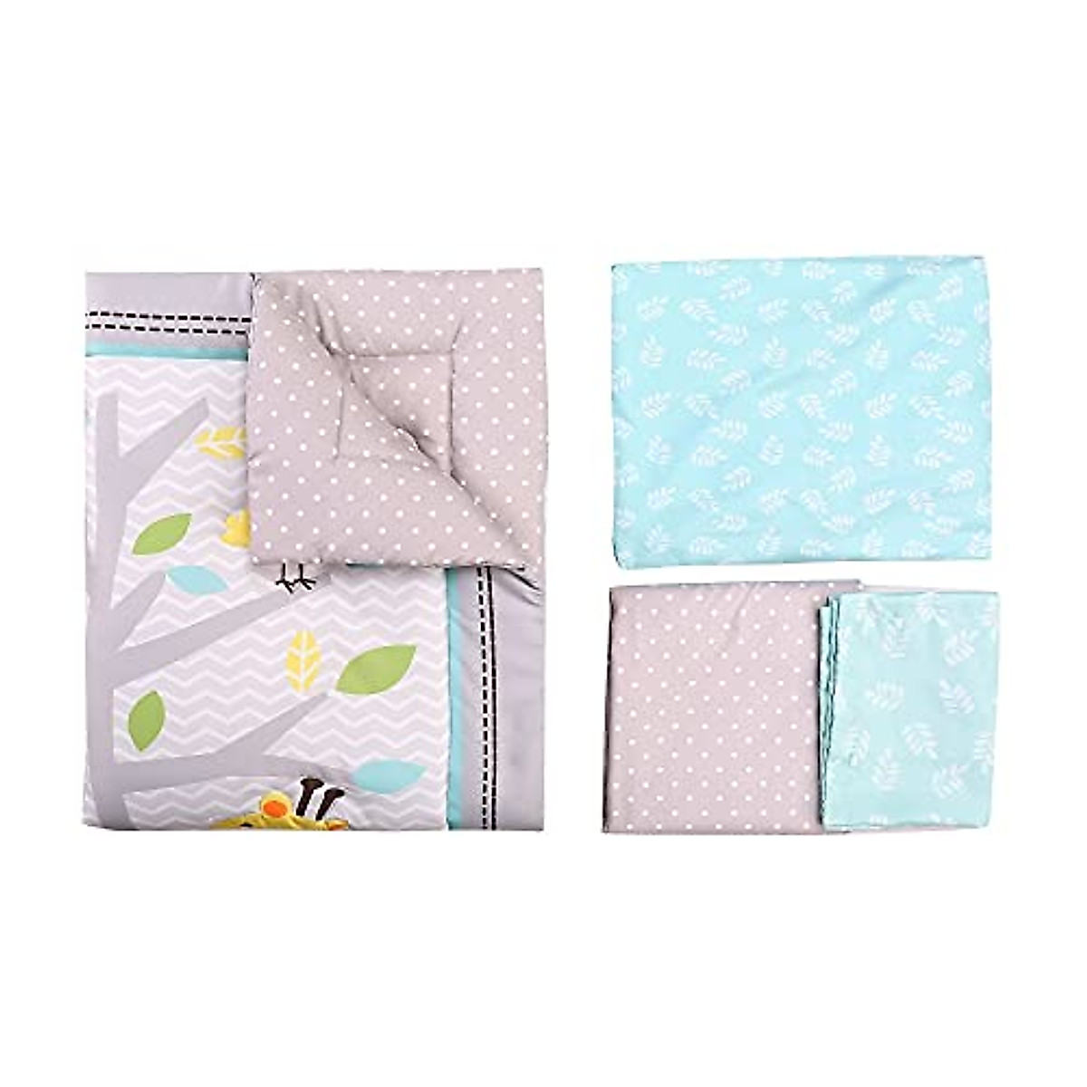 Baby Bees 4 Pieces Animal Safari Crib Bedding Sets for Boys and Girls | Baby Bedding Crib Set of Crib Sheet, Quilt, Dust Ruffle for Standard Size Crib